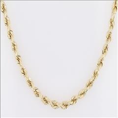 4.5mm Rope Link Chain 22.25" Necklace 14k Yellow Gold Peru 9.02 Grams