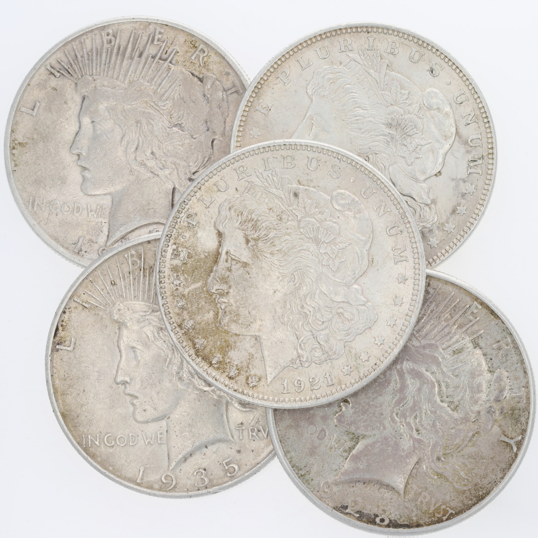 Multiple Years Morgan and Peace Silver One Dollar Coins 90% Fine Silver ...