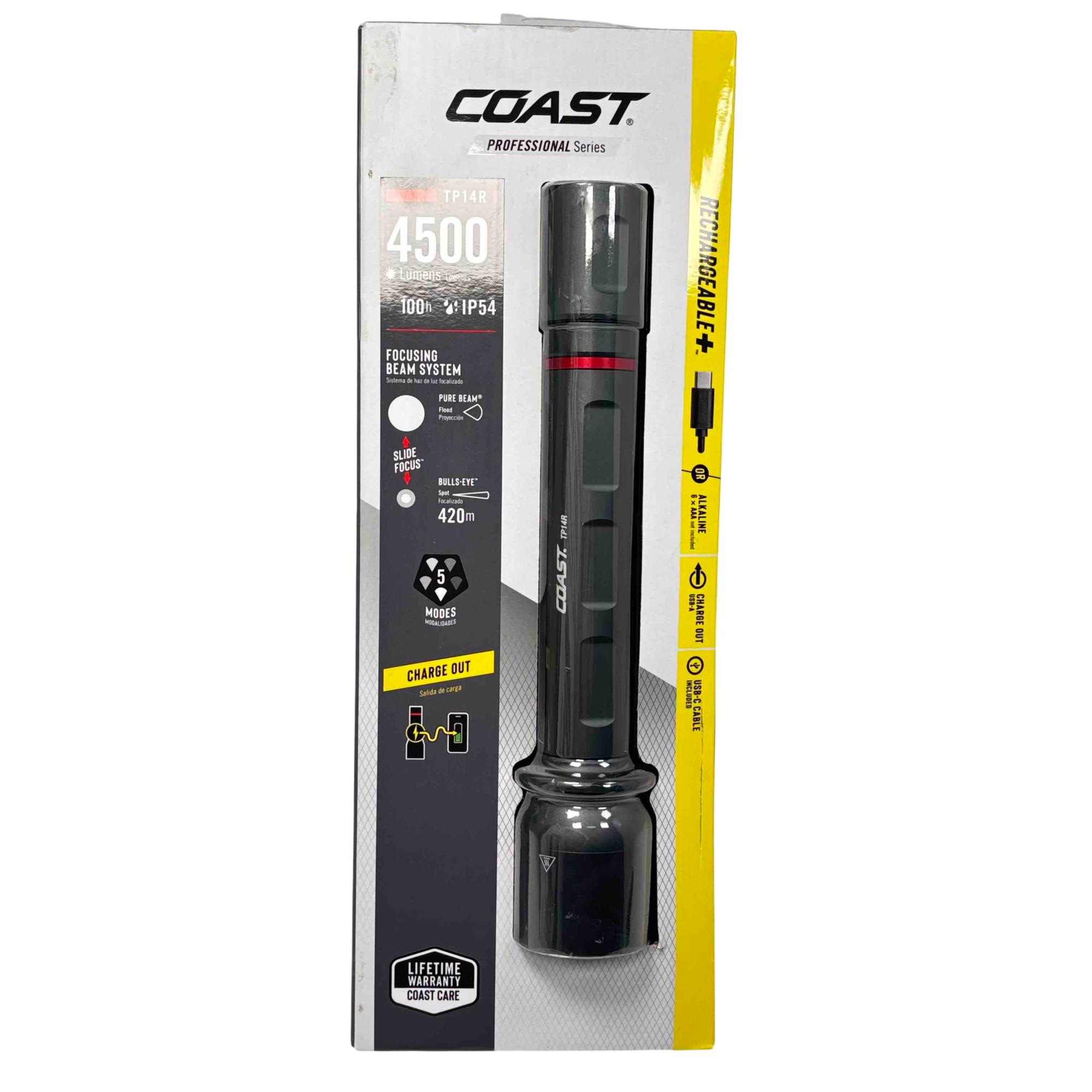 COAST TP14R Professional Series Rechargeable LED Flashlight 4500 Lumens