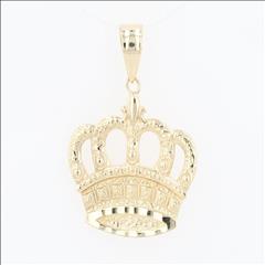 25mm Nugget Style Royal Crown Pendant without Chain 10k Yellow Gold 1. ...
