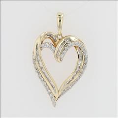 .57ctw Round & Baguette Cut Diamond Heart Pendant without Chain 10K ...