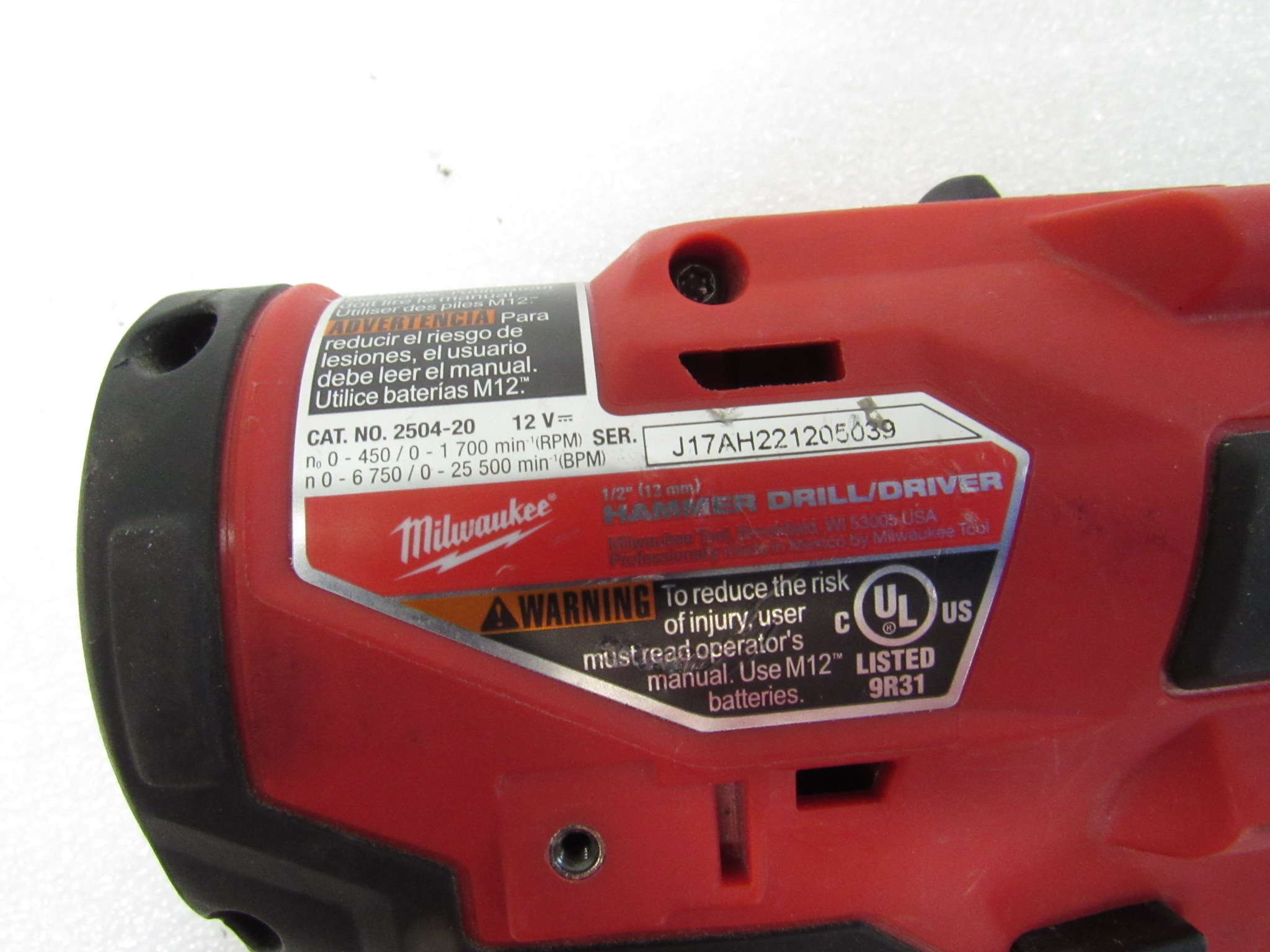 Milwaukee 2504-20 M12 Fuel 12-Volt Brushless 1/2" Hammer Drill