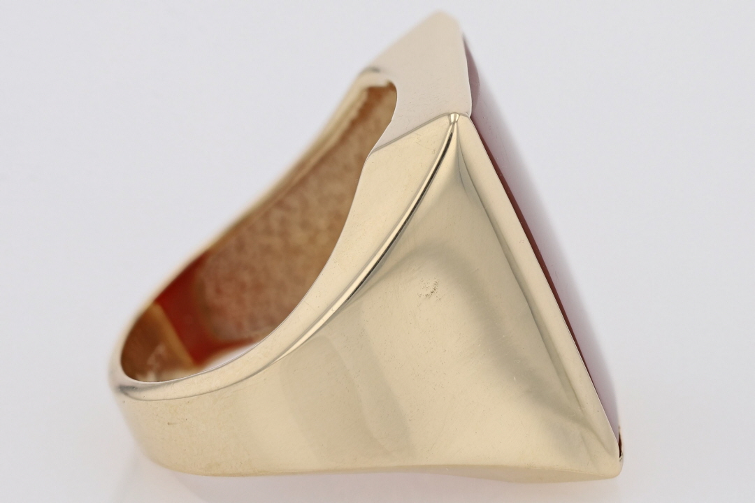 Fancy Cut Carnelian Solitaire Statement Ring 14k Yellow Gold 10.83 ...