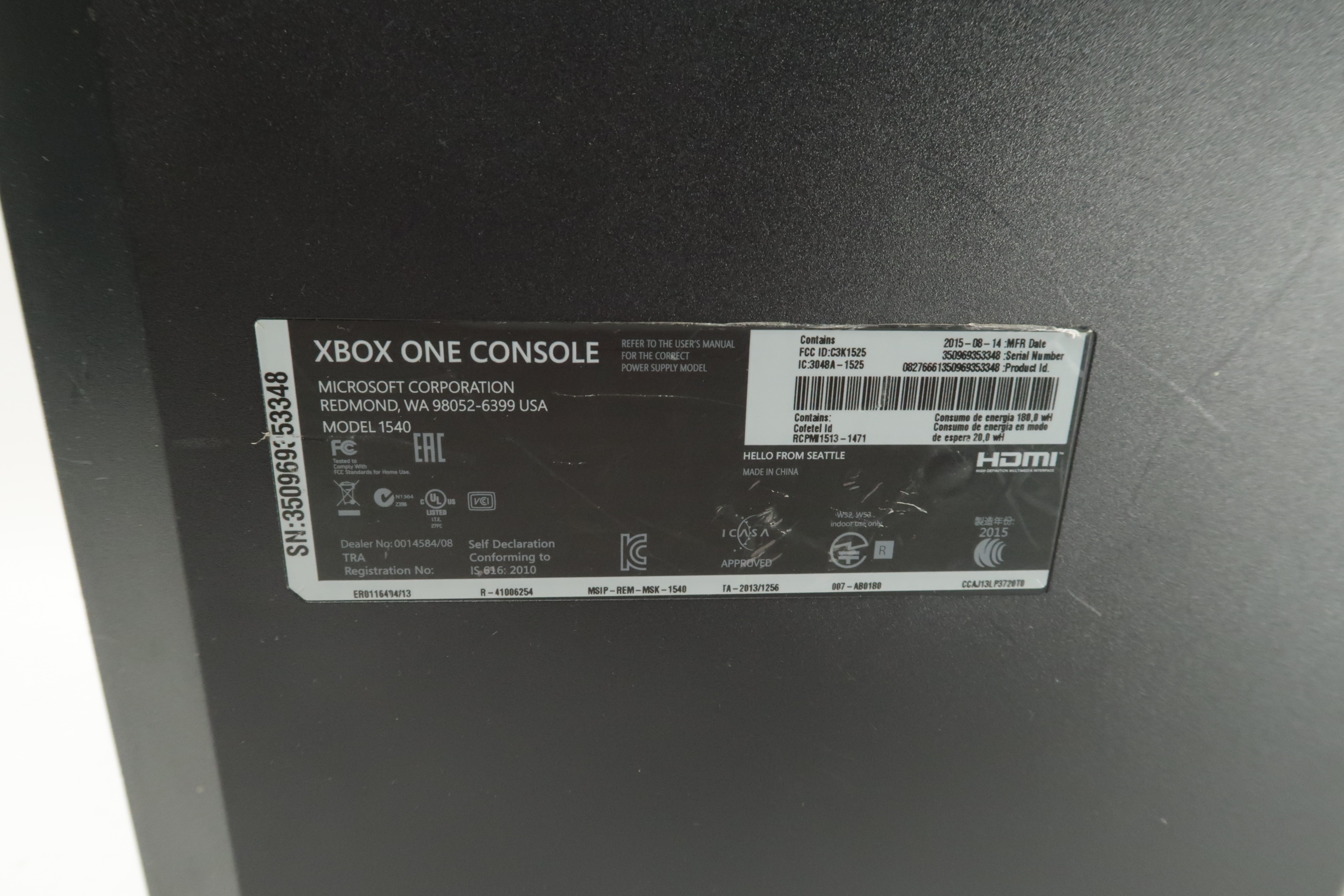 Microsoft 1540 Home Gaming Console - 500GB HDD Black Body Xbox One 1104