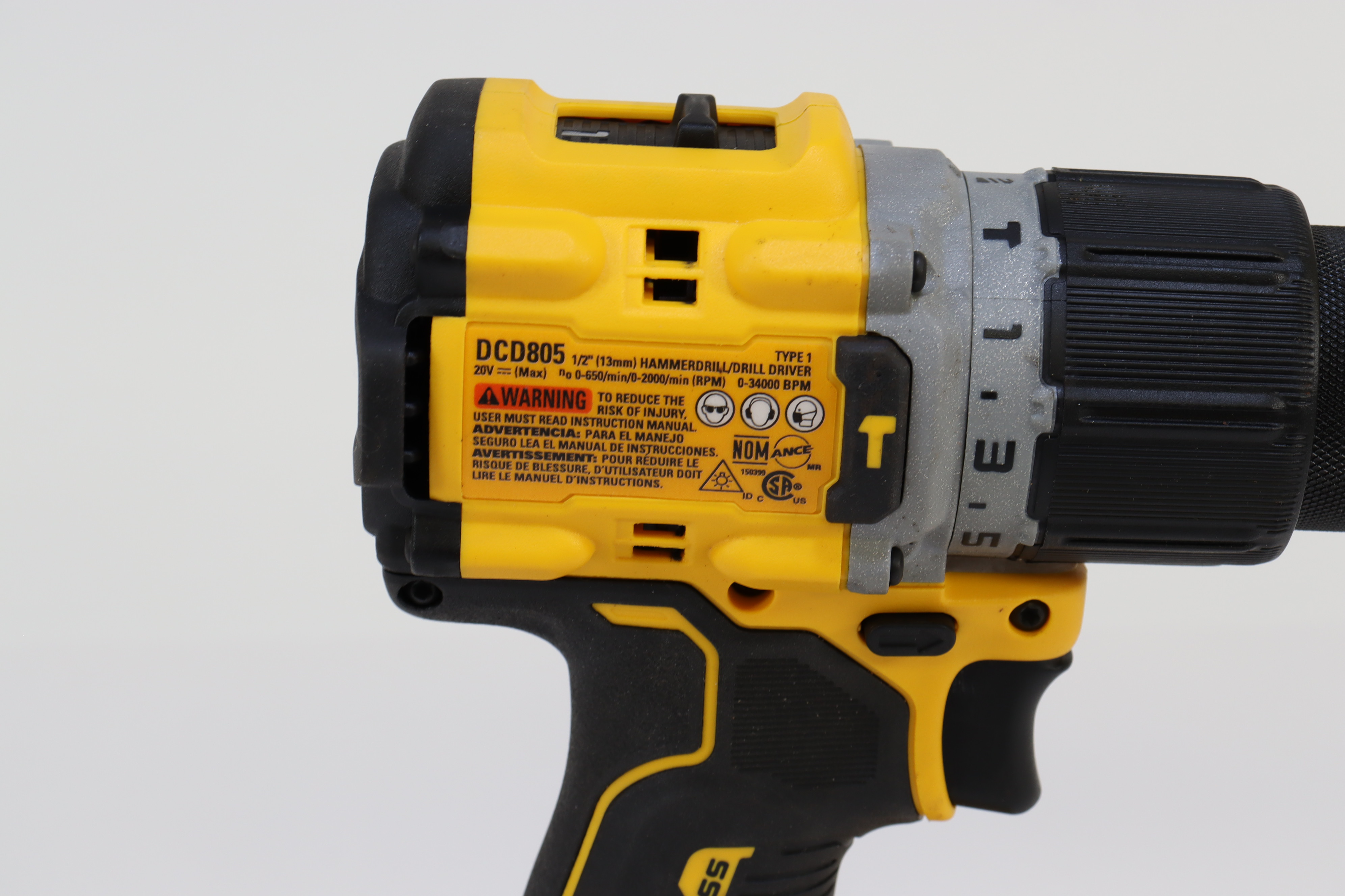 DEWALT Hammer Drill DCD805 20-Volt Lithium-Ion Compact Cordless 1/2 in.