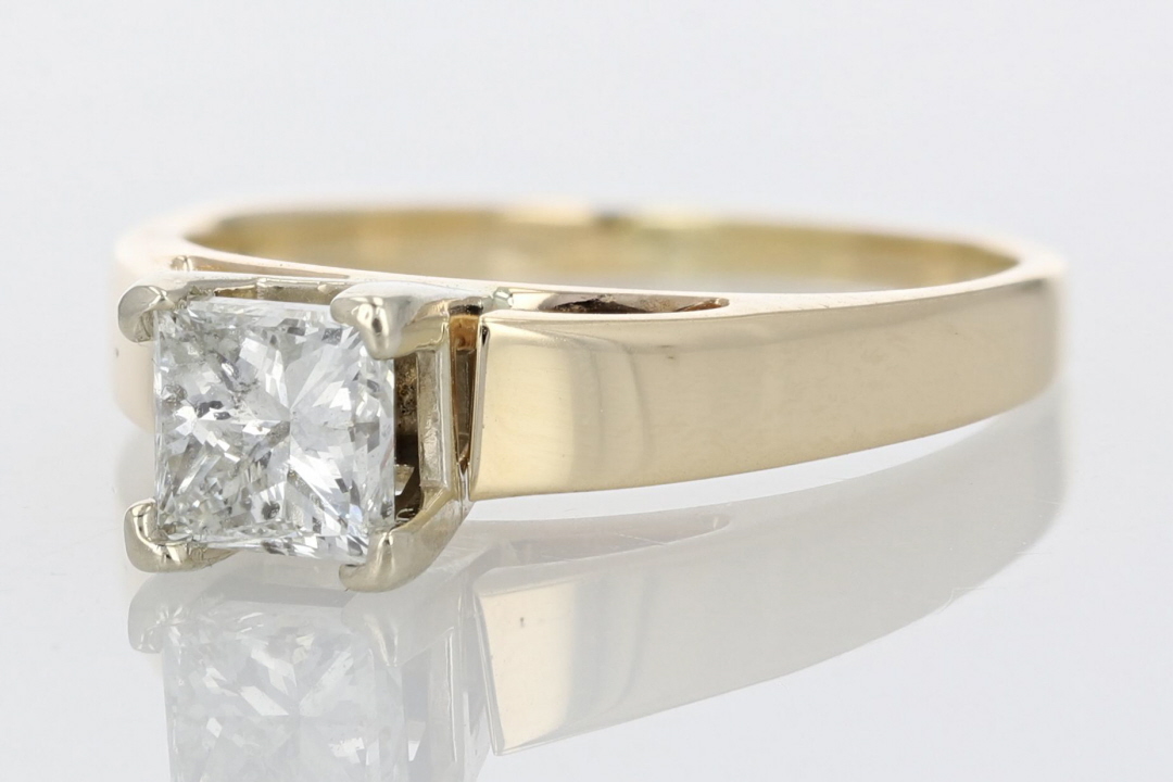 1.04ct Princess Diamond Solitaire Engagement Ring 14k Multi-Tone Gold ...