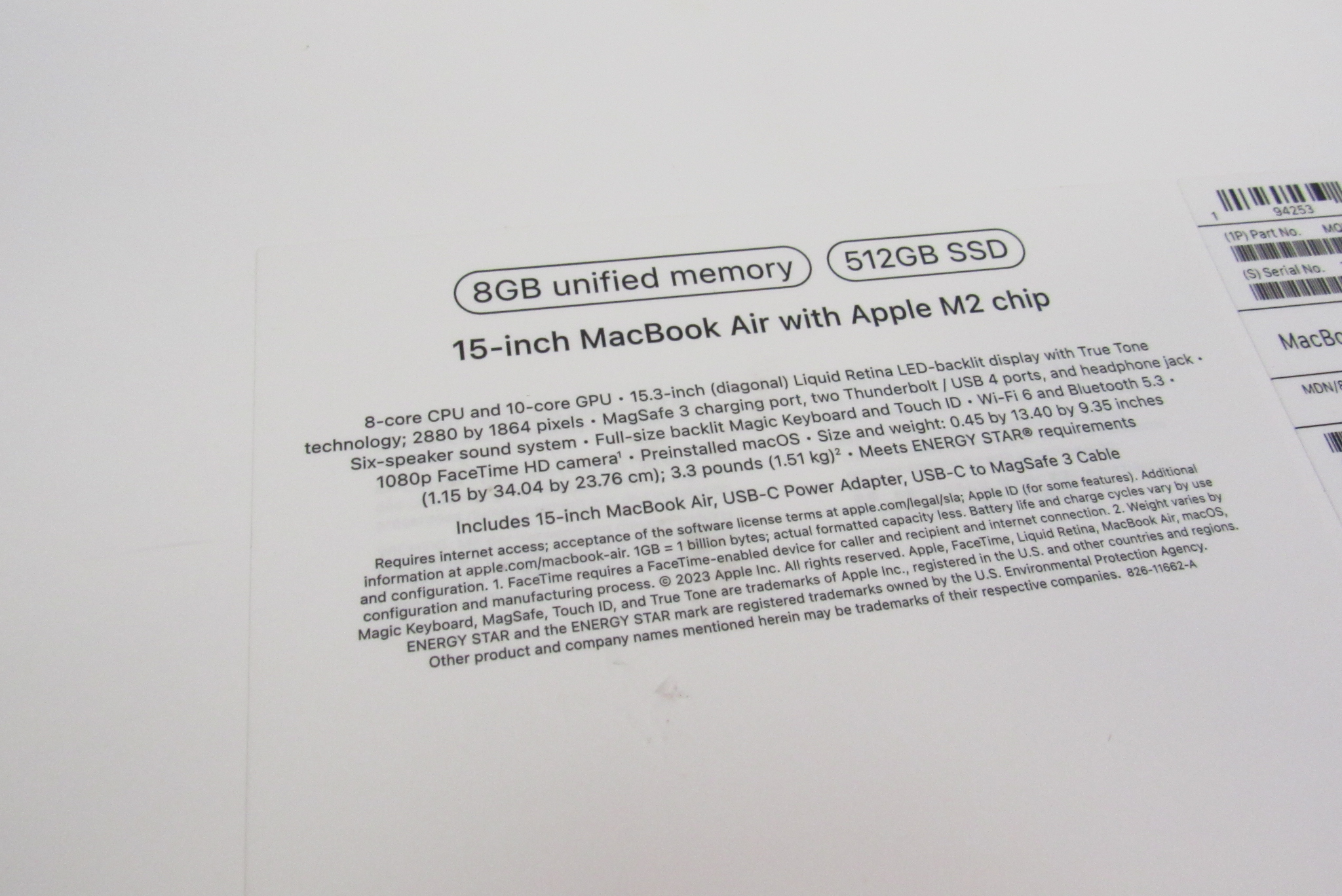 Apple MacBook Air 2023 MQKX3LL/A M2 3.49GHz 8GB RAM 512GB Apple MacBook Air 2023 MQKX3LL/A M2 3.49GHz 8GB RAM 512GB