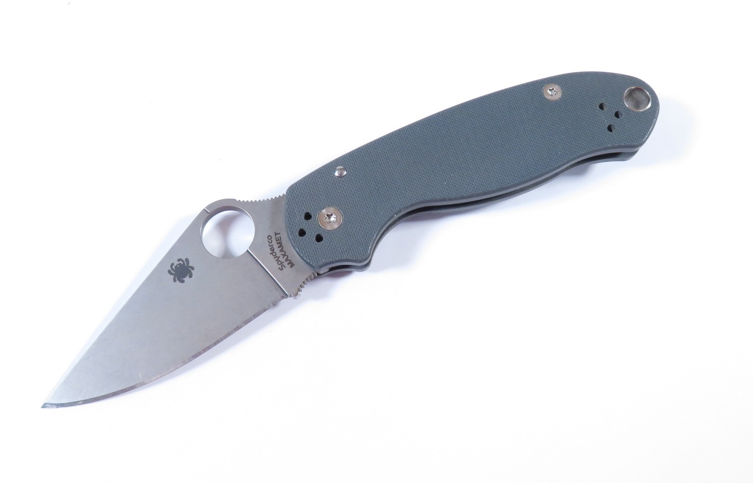 Spyderco Para 3 C223GPDGY 3" Maxamet Stonewashed Plain Blade Folding Knife