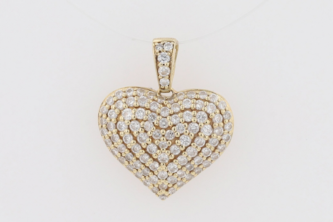 .80ctw Round Cut Diamond Heart Pendant without Chain 10k Yellow Gold 1. ...