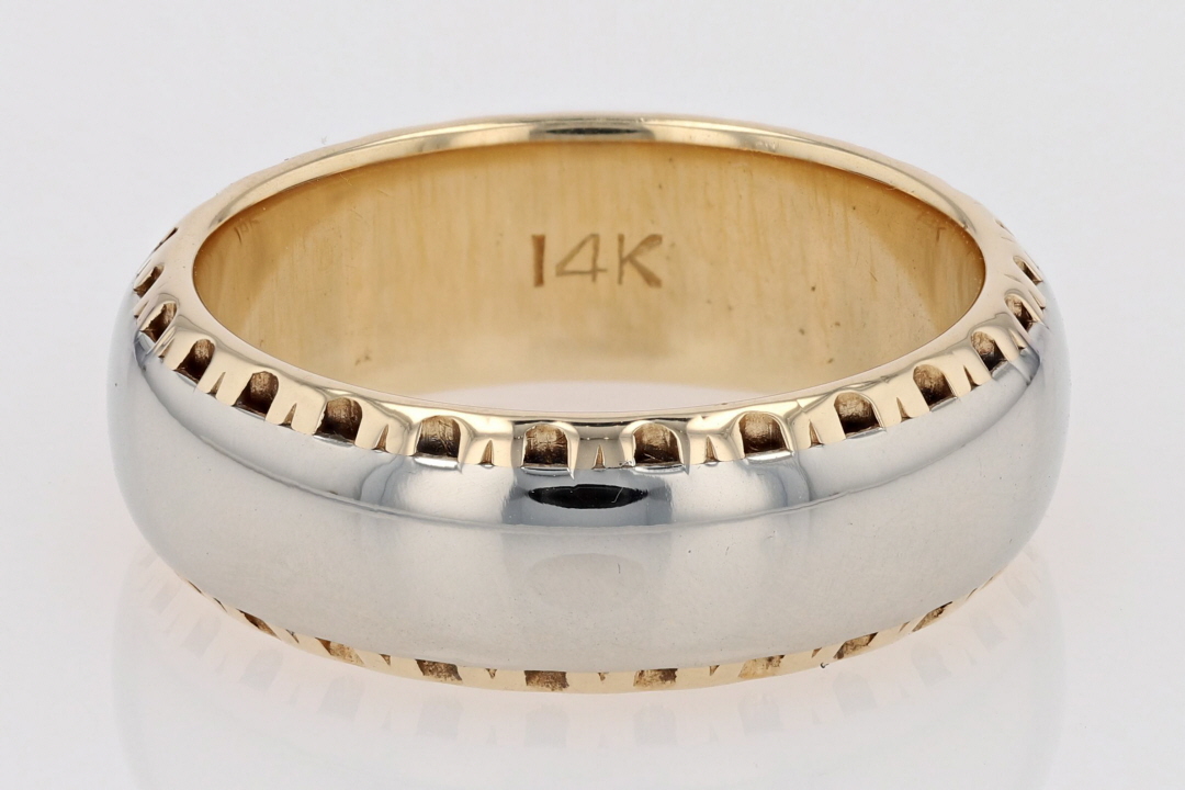 Polished & Patterned Wedding Band Ring 14k Multi-Tone Gold 7.74 Grams ...
