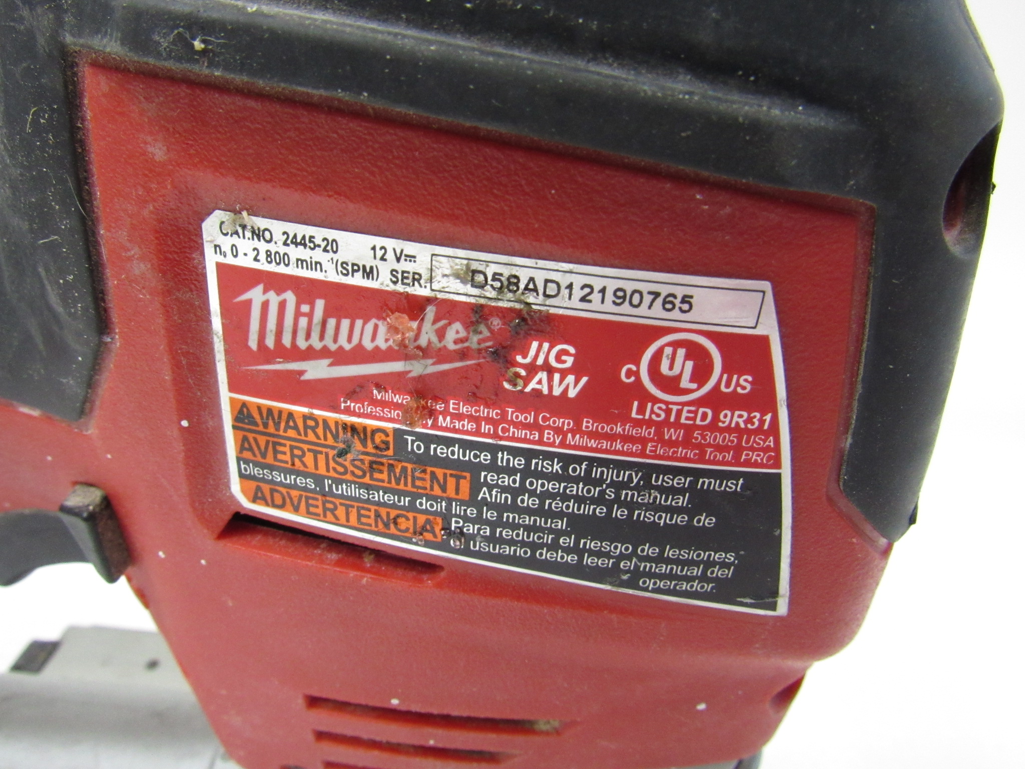 Milwaukee 2445-20 12V Lithium-Ion Cordless Jig Saw