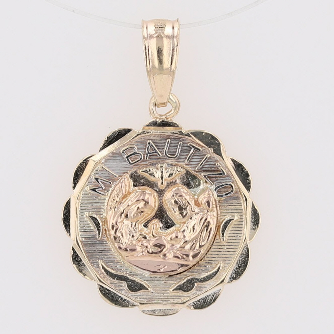 22mm Religious Mi Bautizo Pendant without Chain 14k Multi-Tone Gold 1. ...