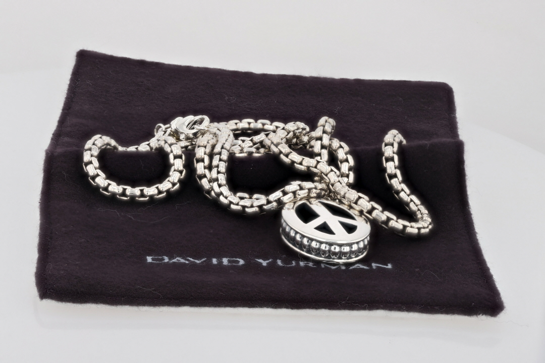 Lagos Peace Sign Symbol Pendant on Box Link Chain 24" Necklace Sterling ...