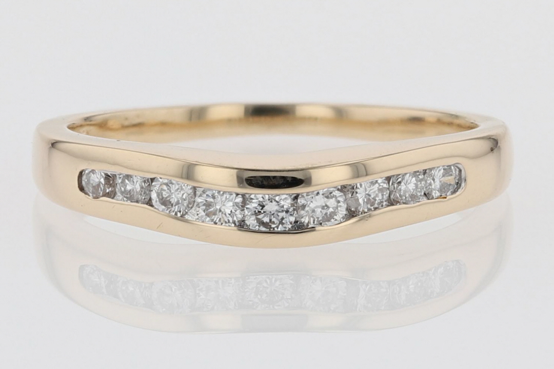 .32ctw Round Cut Diamond Contoured Wedding Band Ring 14k Yellow Gold ...