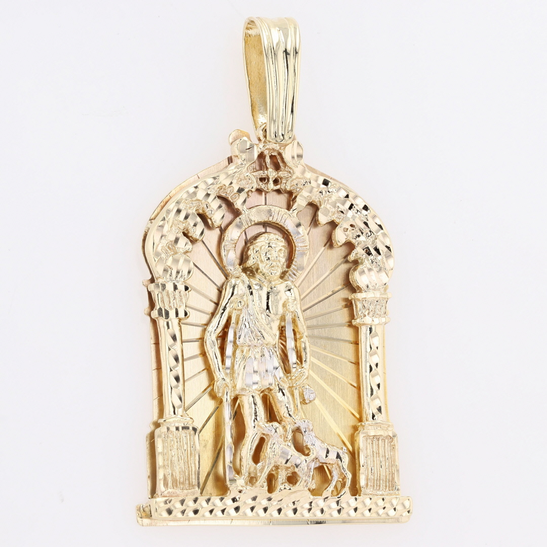 4" Religious Saint Lazarus House Pendant w/o Chain 10k Yellow Gold 66. ...