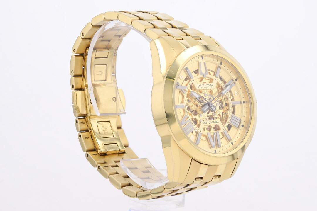 Bulova Sutton Gold 43mm Skeleton Dial Automatic Stainless Steel Men's Watch