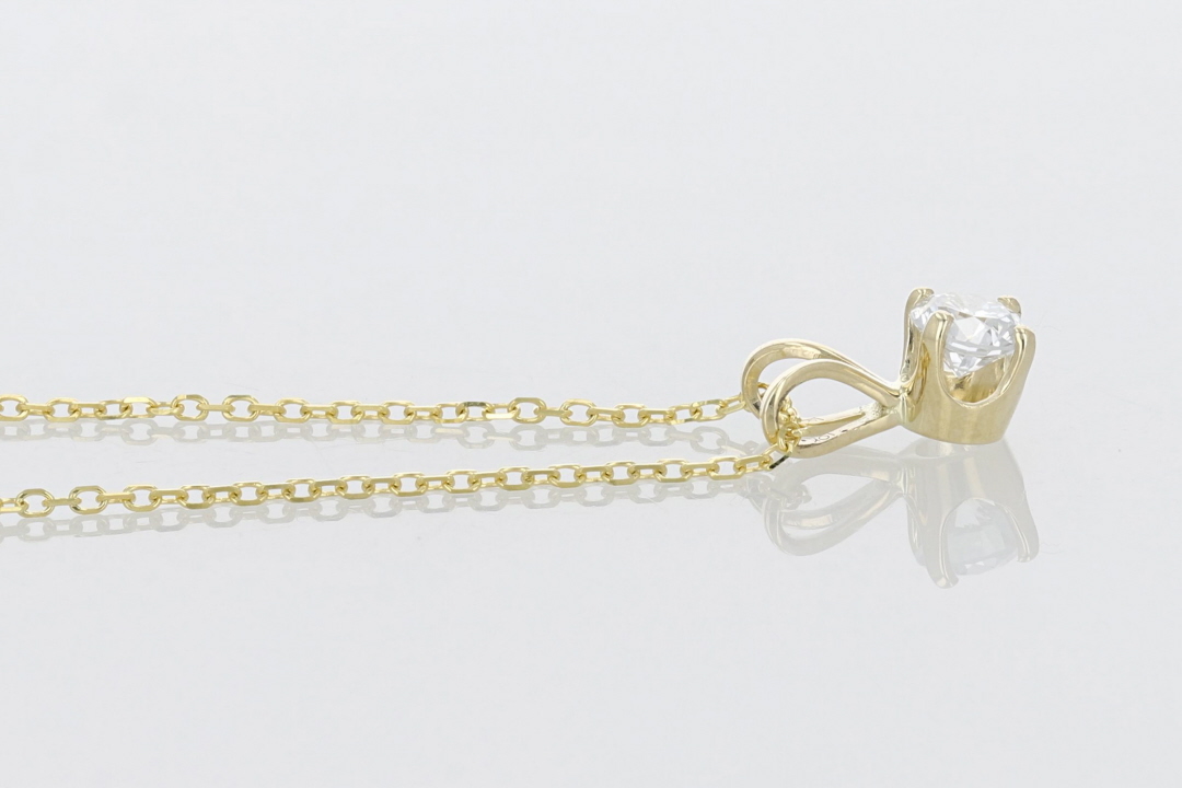 .25ct Lab-Created Diamond Solitaire Pendant on 18" Necklace 10k Yellow Gold