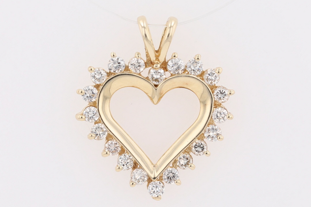 .82ctw Round Cut Diamond Heart Pendant without Chain 10k Yellow Gold 2. ...