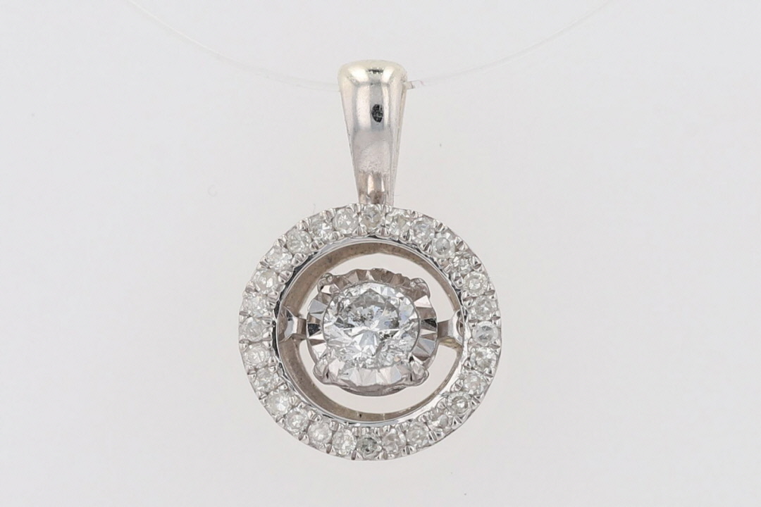 .25ctw Round Cut Diamond in Motion Halo Pendant without Chain 10k White ...