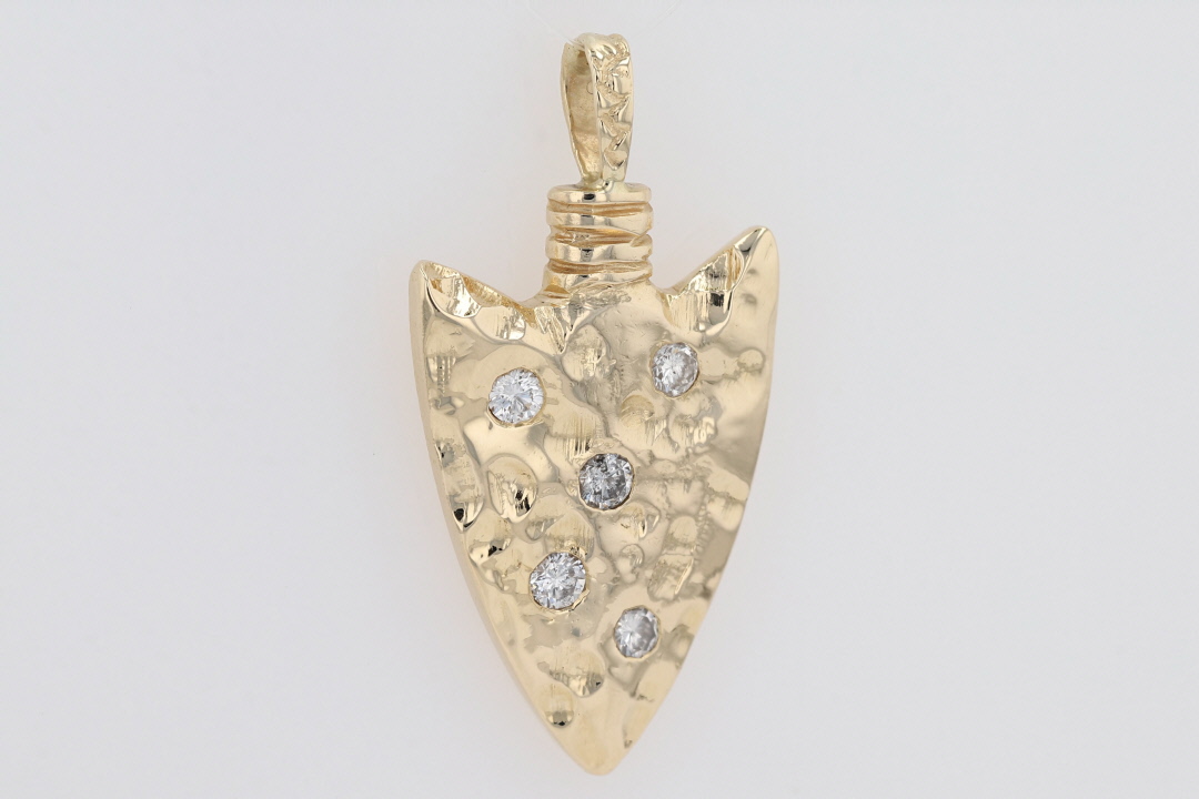 .78ctw Round Cut Diamond Bezel Set Arrowhead Pendant w/o Chain 14k ...