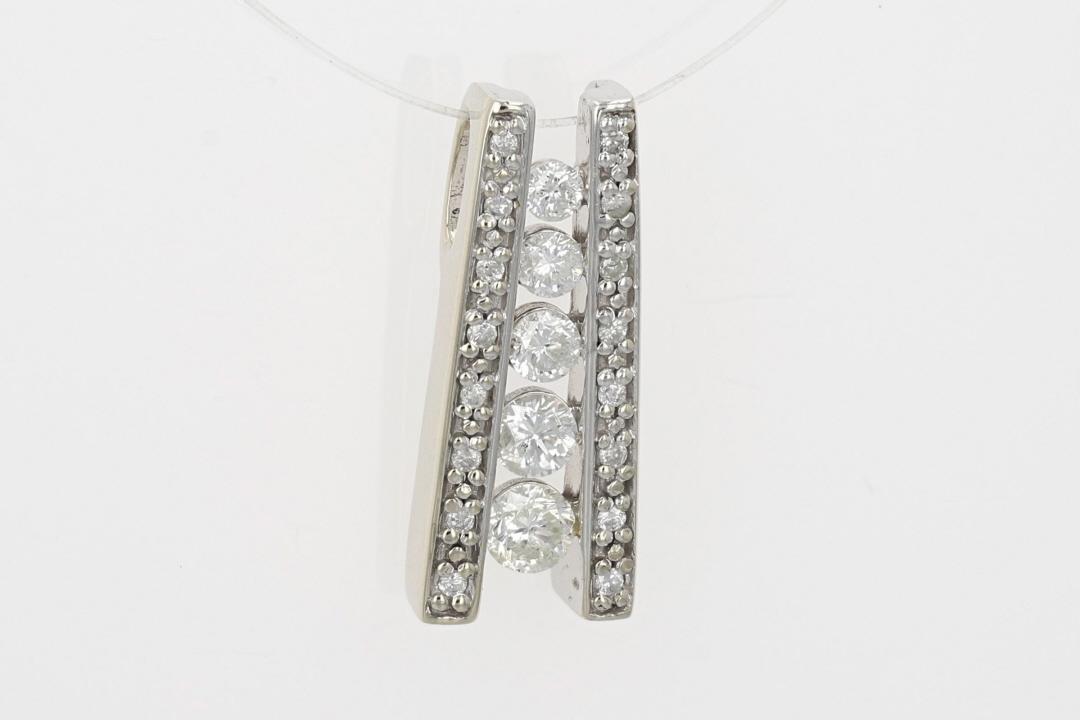 .66ctw Round Cut Diamond Channel-Set Ladder Pendant without Chain 14k ...