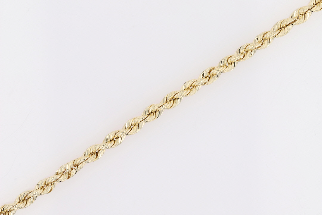 4.5mm Rope Link Chain 22.25" Necklace 14k Yellow Gold Peru 9.02 Grams