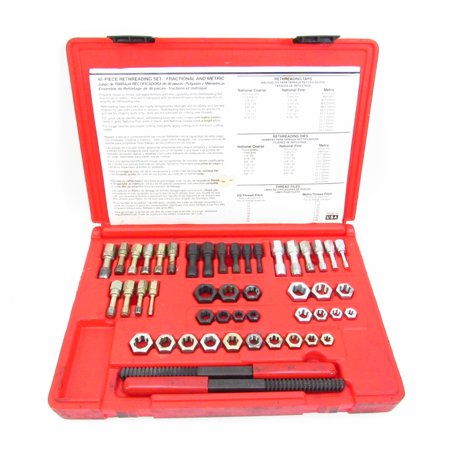 Mac Tools TRCOMBO48 48-Piece Fractional/Metric Rethreading Thread ...