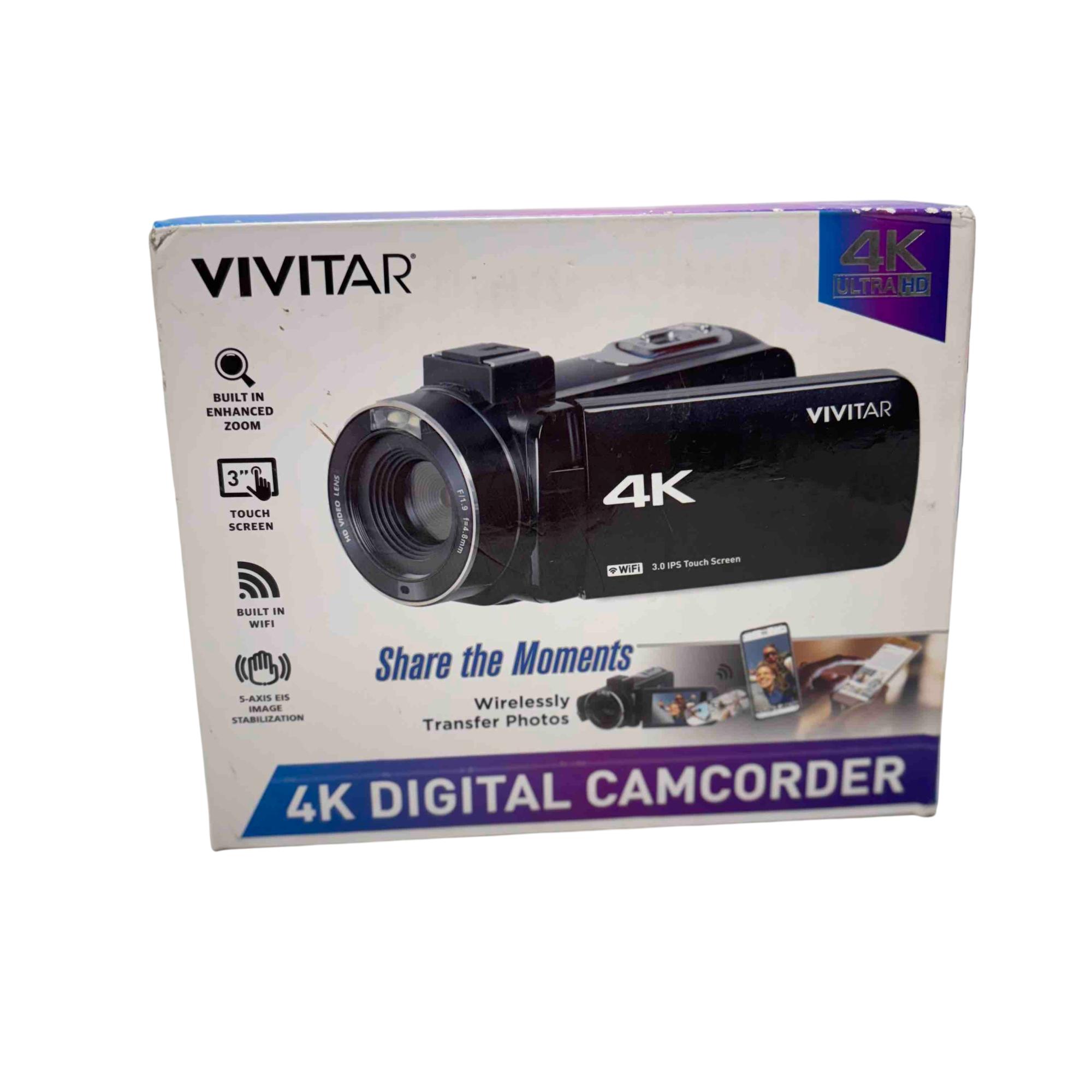 Vivitar 4580624 4K Ultra HD Digital Camcorder Built-in Wi-Fi - 3" Touch ...
