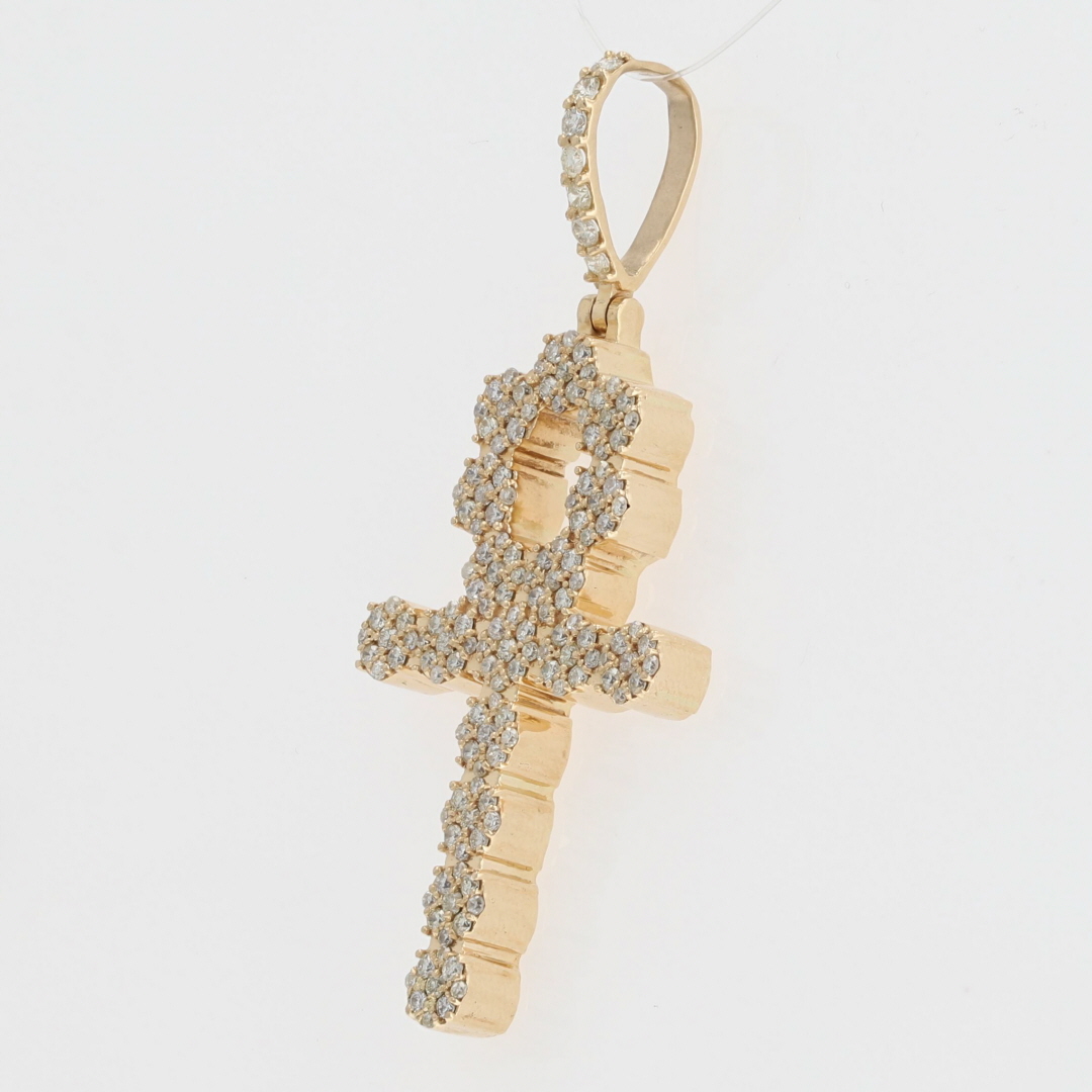 1.20ctw Diamond Religious Ankh Cross without Chain 14k Yellow Gold 10. ...