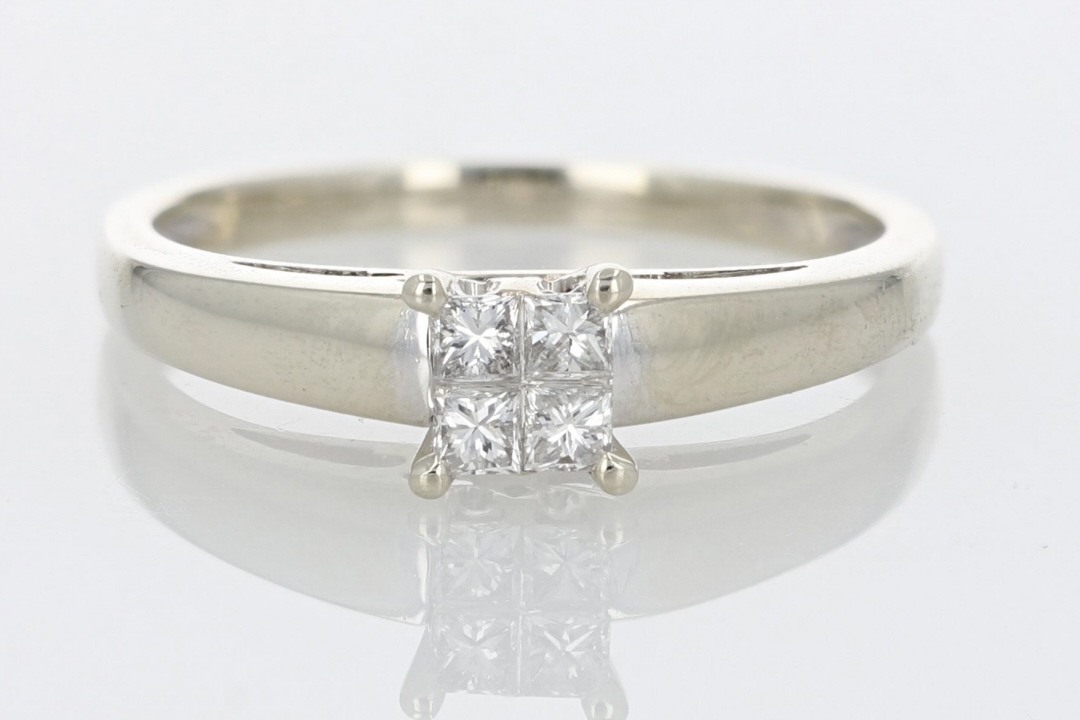 .29ctw Princess Cut Diamond Cluster Engagement Ring 14k White Gold Size 9