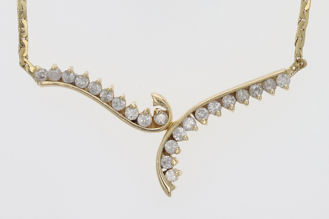 .68ctw Round Cut Diamond V Shaped C Link Chain 17.75" Necklace 14k ...