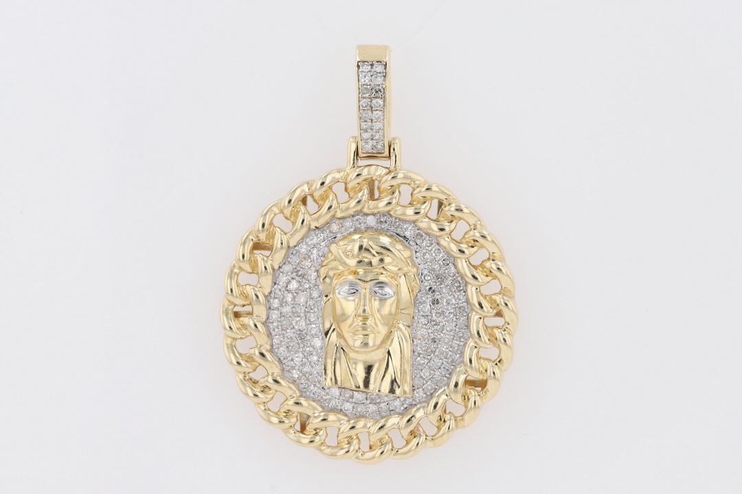 .85ctw Diamond Religious Jesus Christ Face Pendant w/o Chain 14k Multi ...
