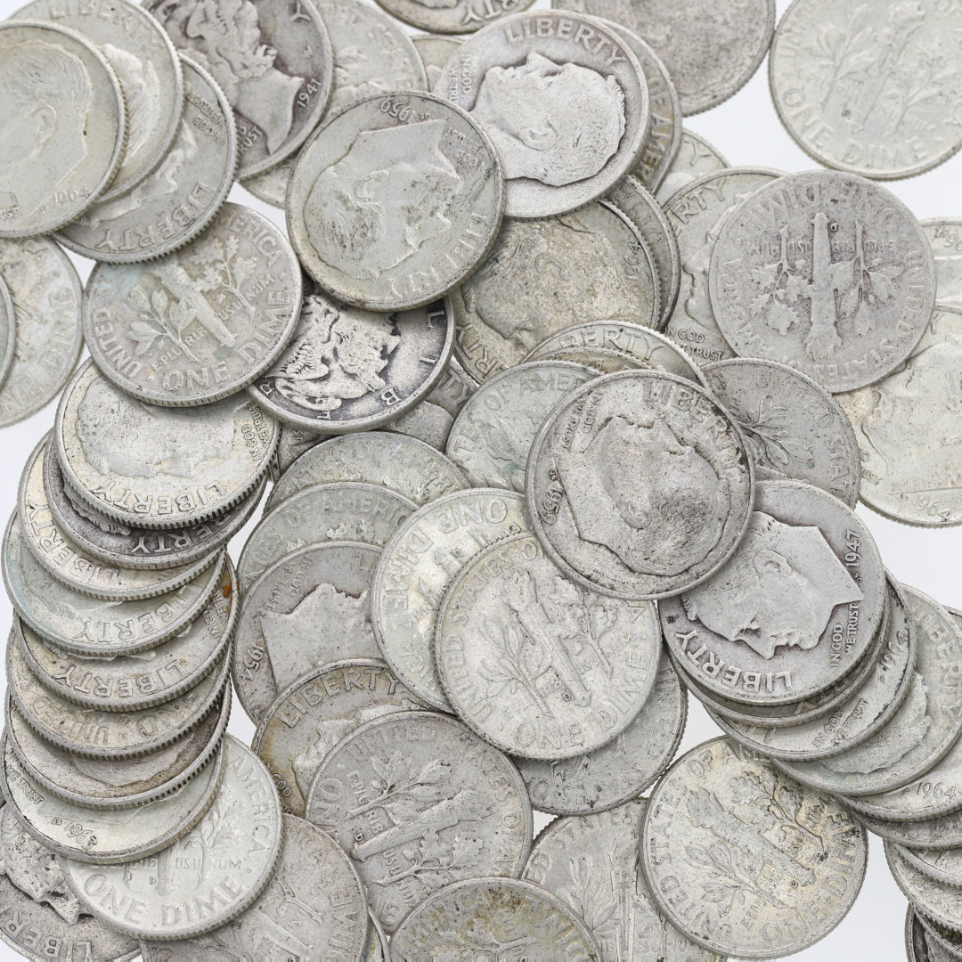 Multiple Years Silver Roosevelt and Mercury Dimes Set of 74 United ...