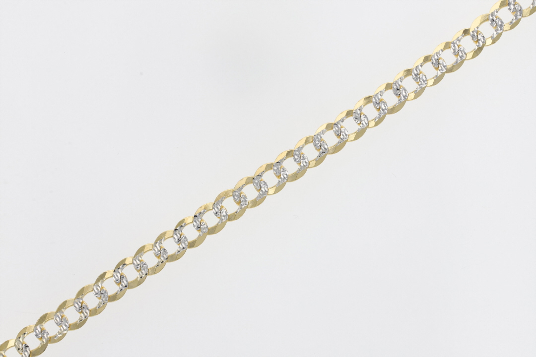 5mm Diamond-Cut Curb Link Chain 22" Necklace 10k Multi-Tone Gold 11.66 ...