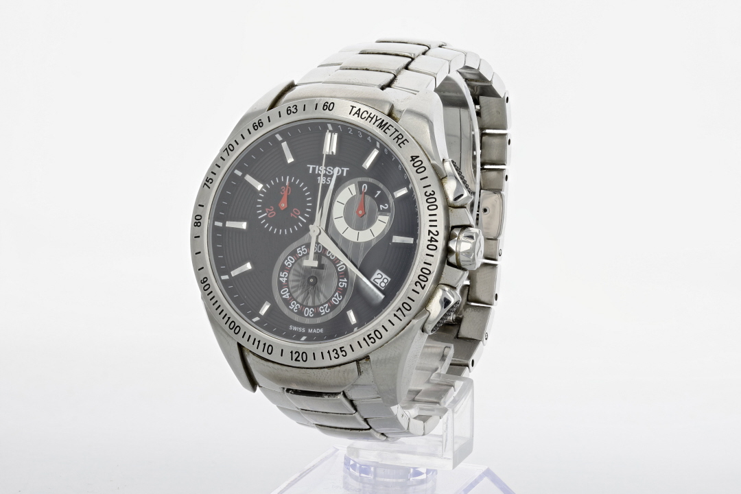 Tissot Veloci-T 42mm Black Dial Chronograph Stainless Steel Men's ...