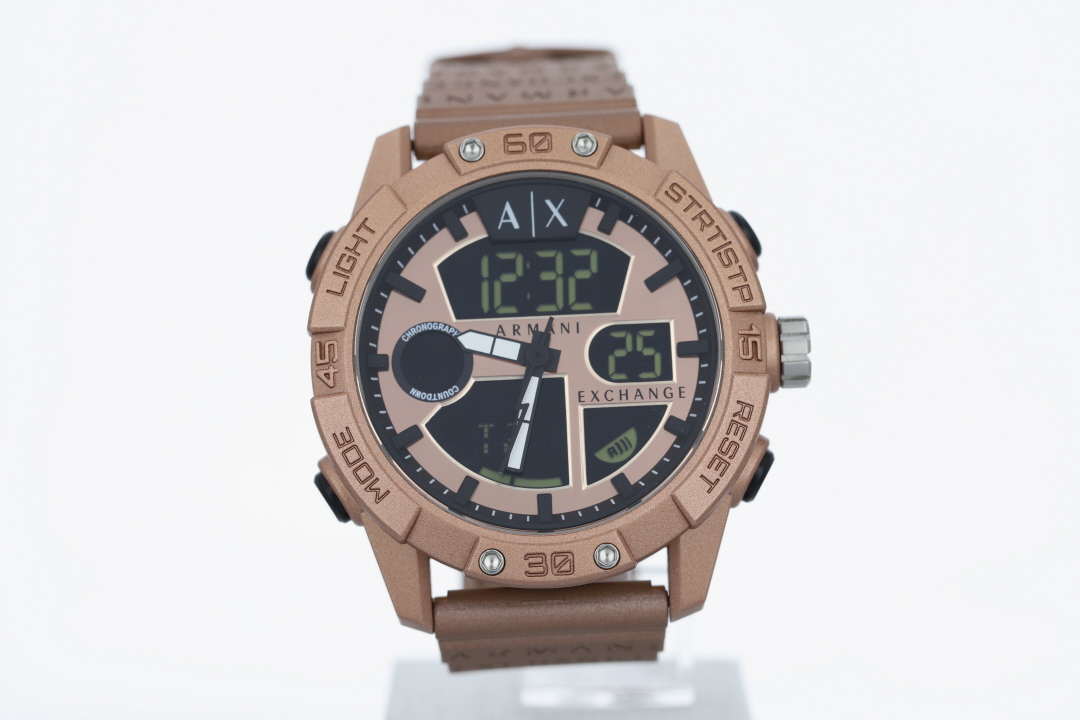 AX Armani Exchange Analog Digital Rose Gold Tone Rubber Strap Men's ...