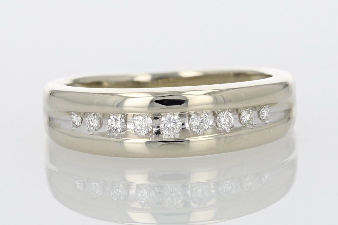.25ctw Round Cut Diamond Channel-Set Wedding Band Ring 14k White Gold ...