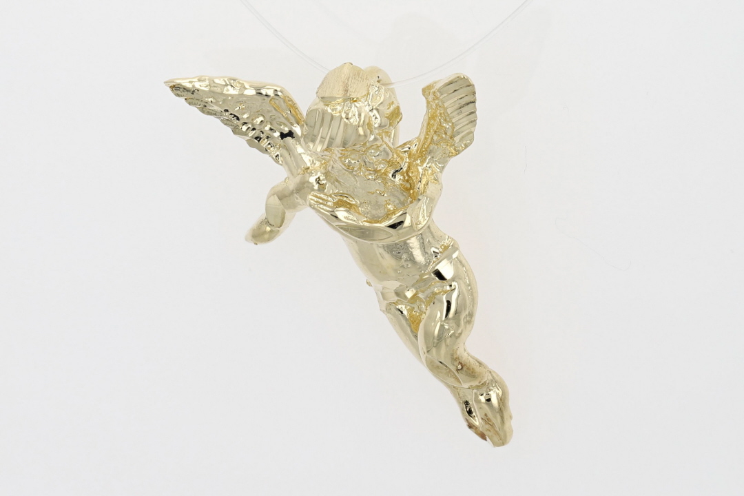 Dabbing Angel Cherub Pendant without Chain 14k Yellow Gold 3.88 Grams