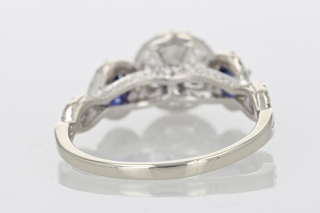 2.09ctw Diamond with Sapphire Accents Engagement Ring 14k White Gold ...