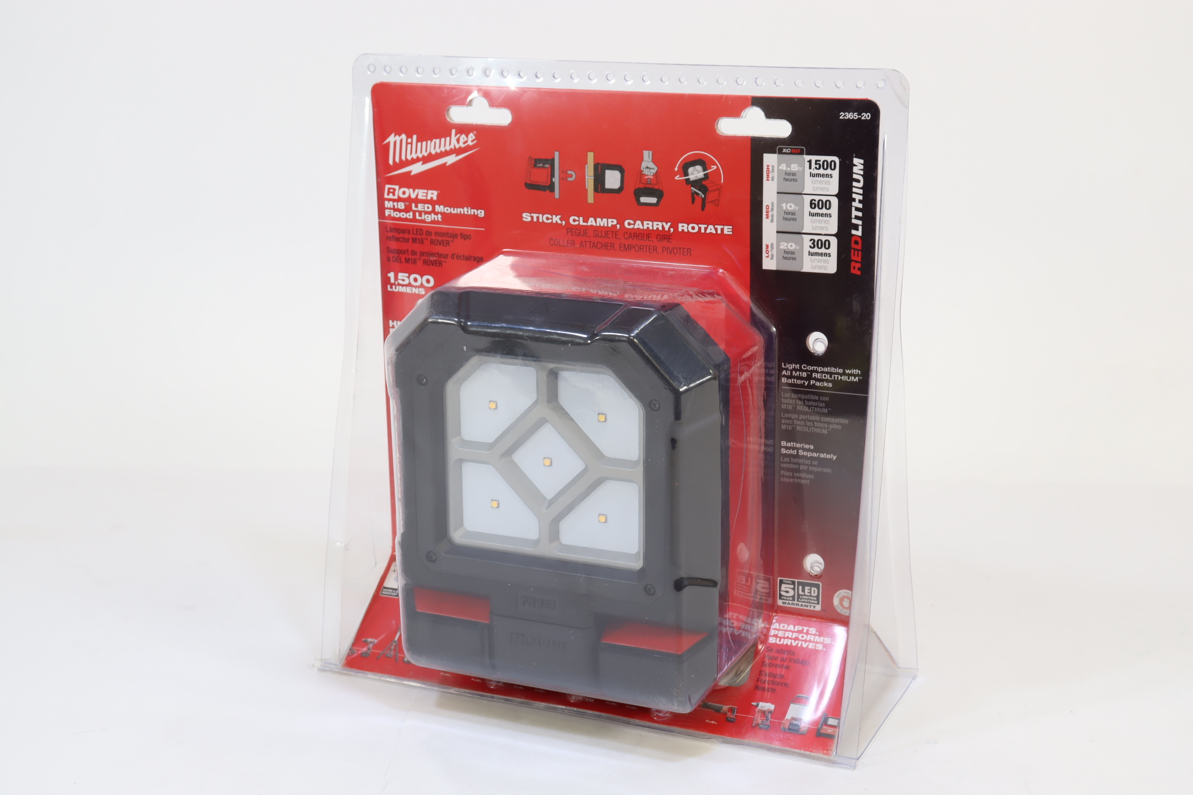 Milwaukee Cordless LED Mounting Flood Light 2365-20 M18 18V 1500 Lumens ...