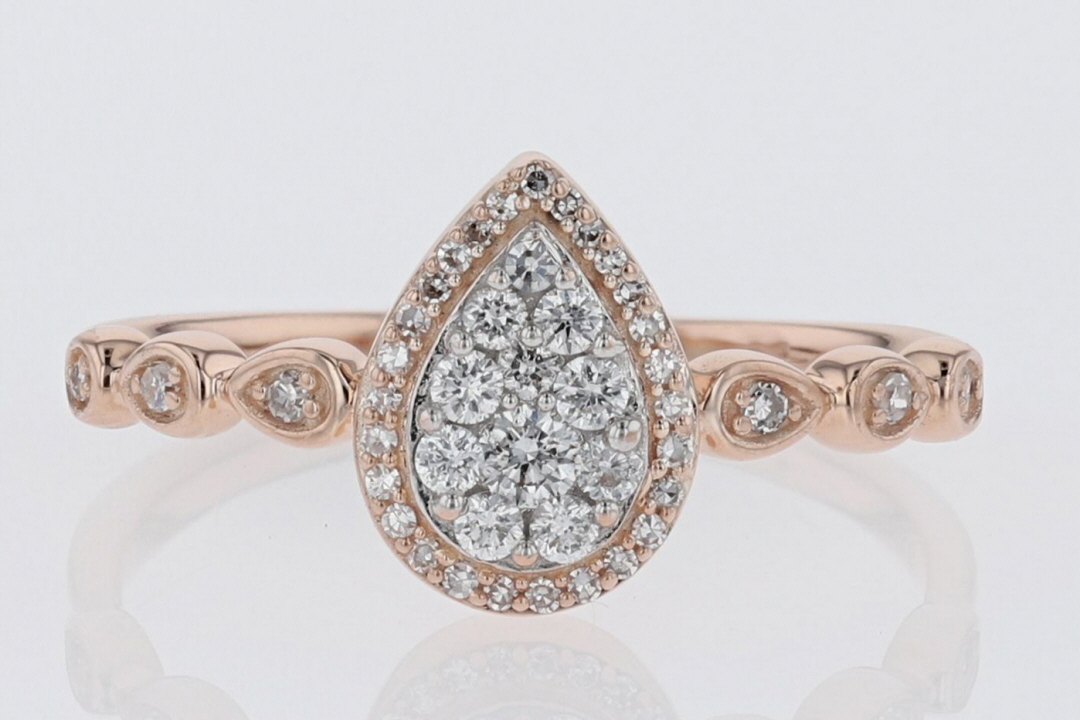 .33ctw Round Diamond Pear Shaped Cluster Engagement Ring 10k Rose Gold ...