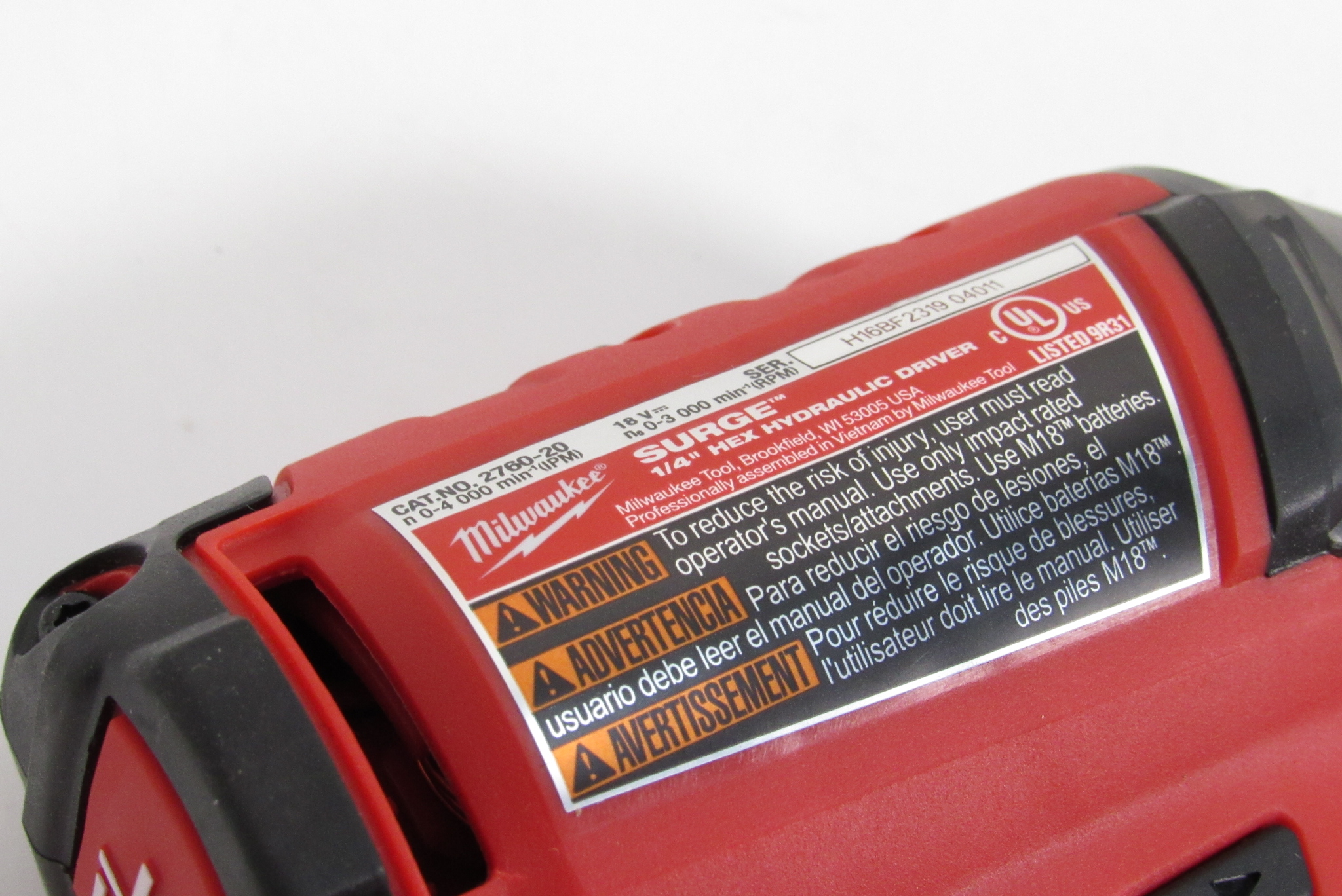 Milwaukee 2760-20 M18 FUEL Li-ion SURGE 1/4'' Hex Hydraulic Driver ...