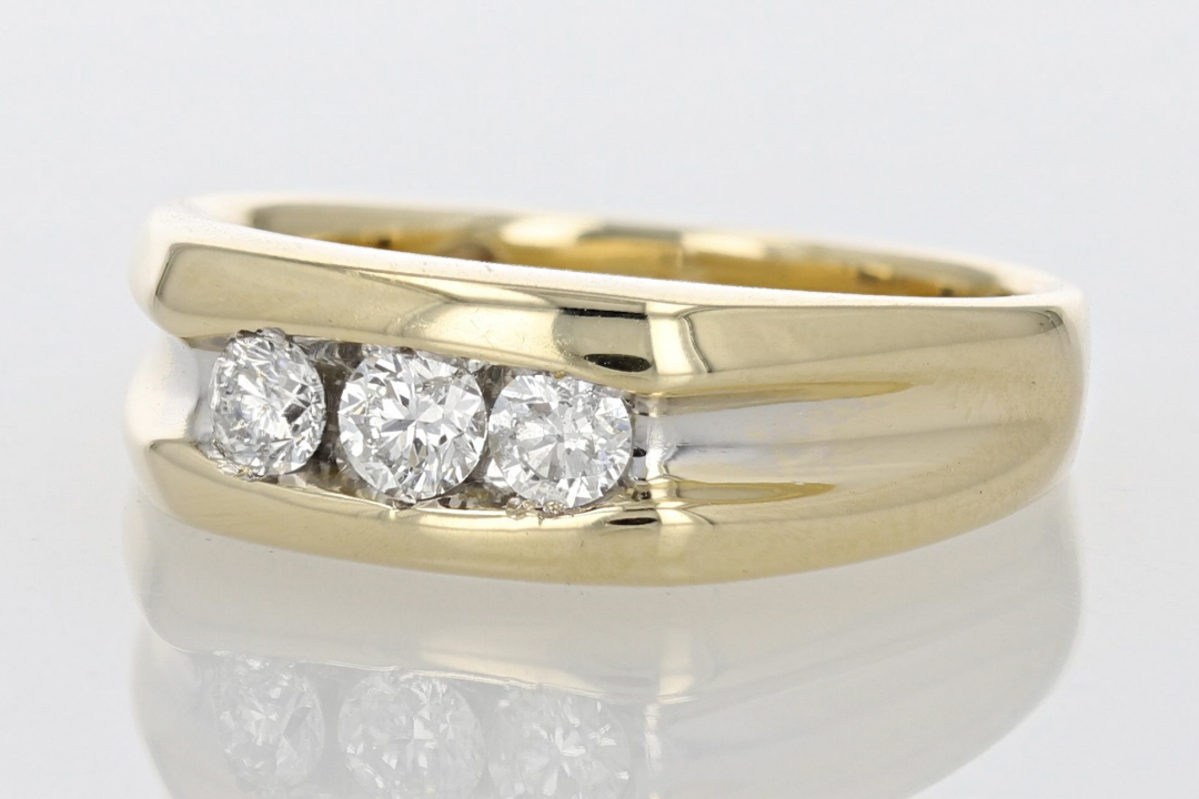 .50ctw Round Cut Diamond Channel-Set Men's Wedding Band Ring Yellow ...