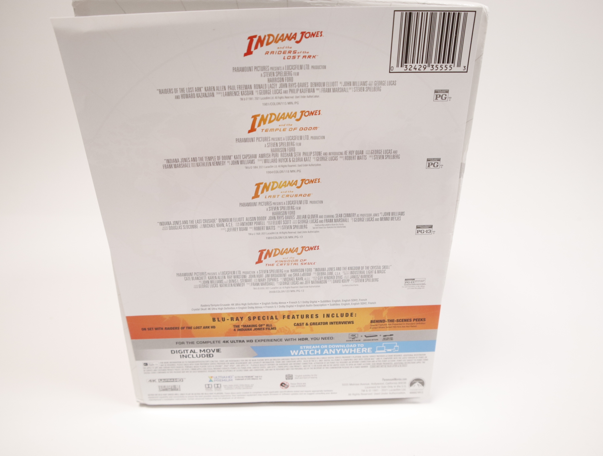 Indiana Jones 4-Movie Collection Limited Edition Steelbook 4K UHD Box Set