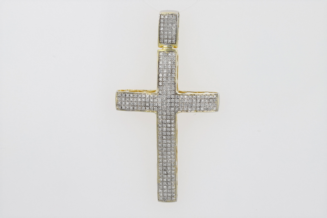 .48ctw Round Diamond Pavé Set Cross Pendant without Chain 10k Multi ...