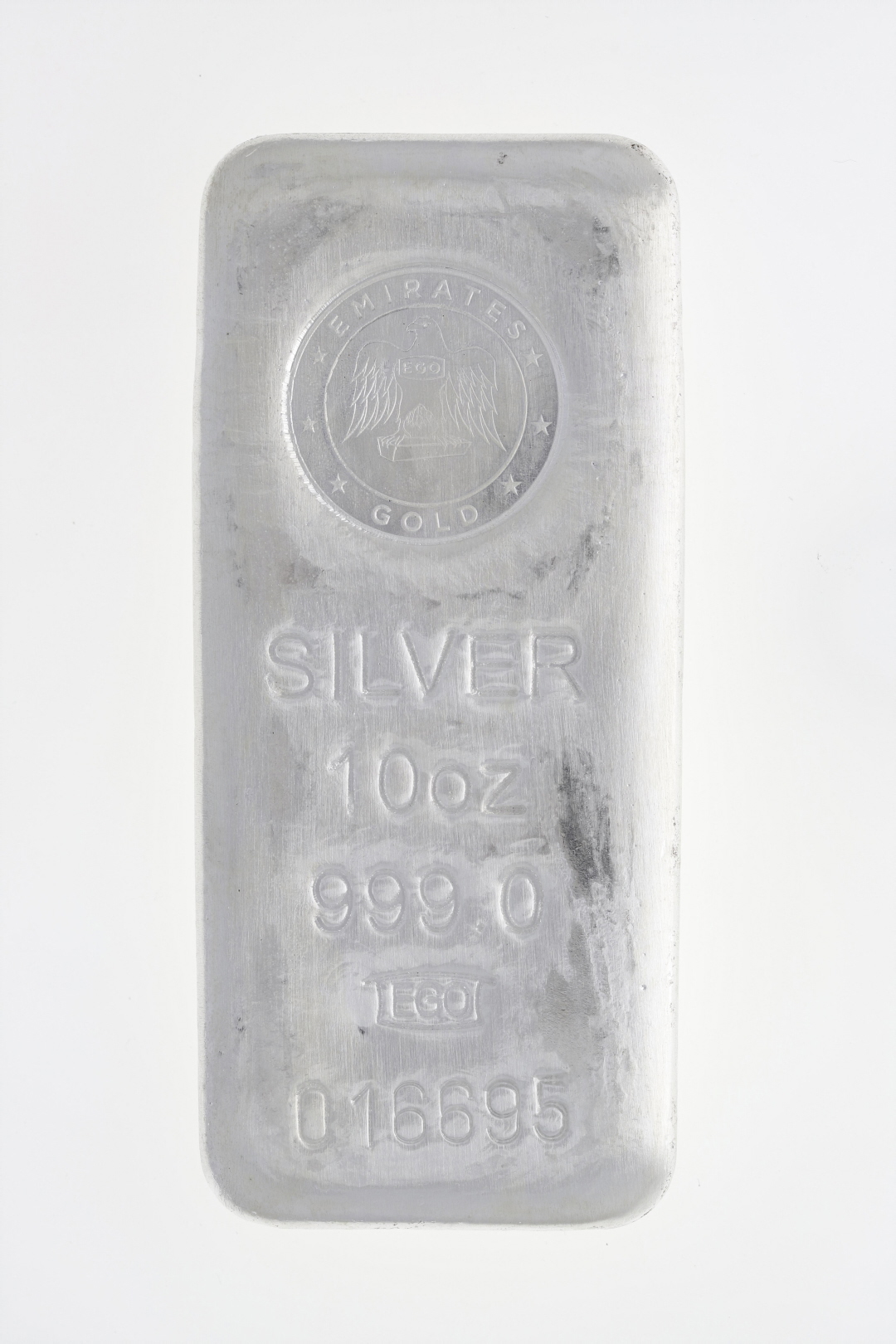 Emirates Gold Silver 10 oz 999.0 Fine Silver Cast Bar Certified Assayer