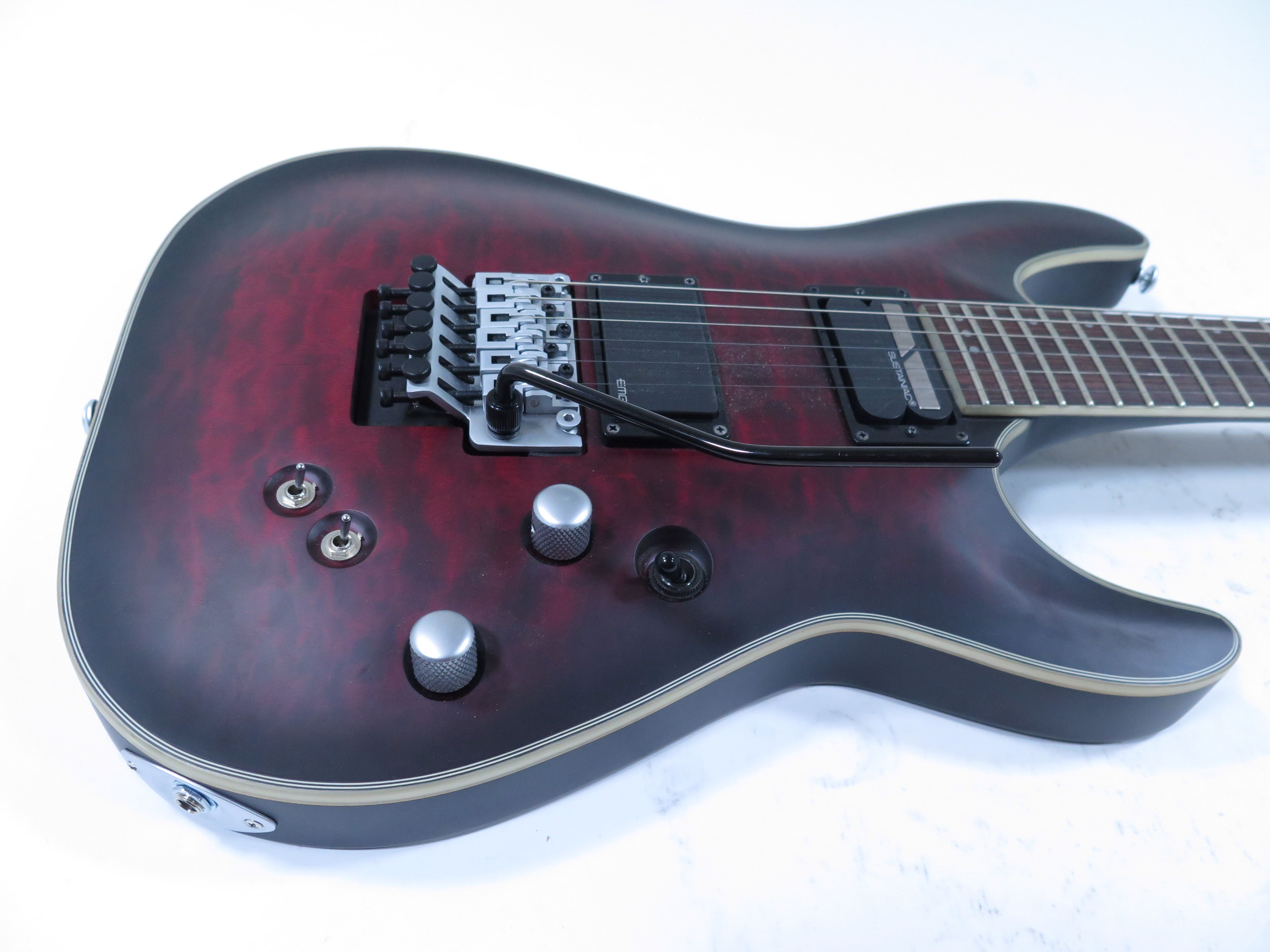 Schecter C-1 FR Platinum Sustainiac Electric Guitar Satin Crimson Red ...