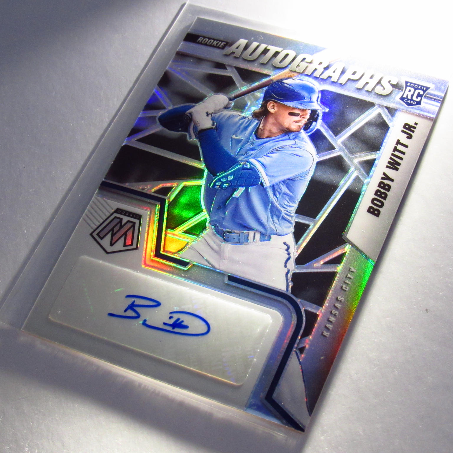 Bobby Witt Jr RAM-ZS Panini Prizm 2022 Mosaic Baseball Rookie Autograph ...