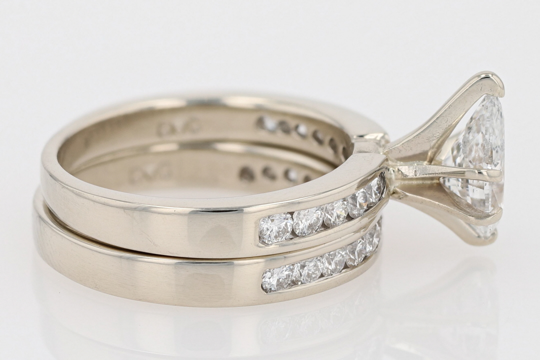 2.66ctw Diamond Solitaire with Accents Wedding Set Rings 14k White Gold ...