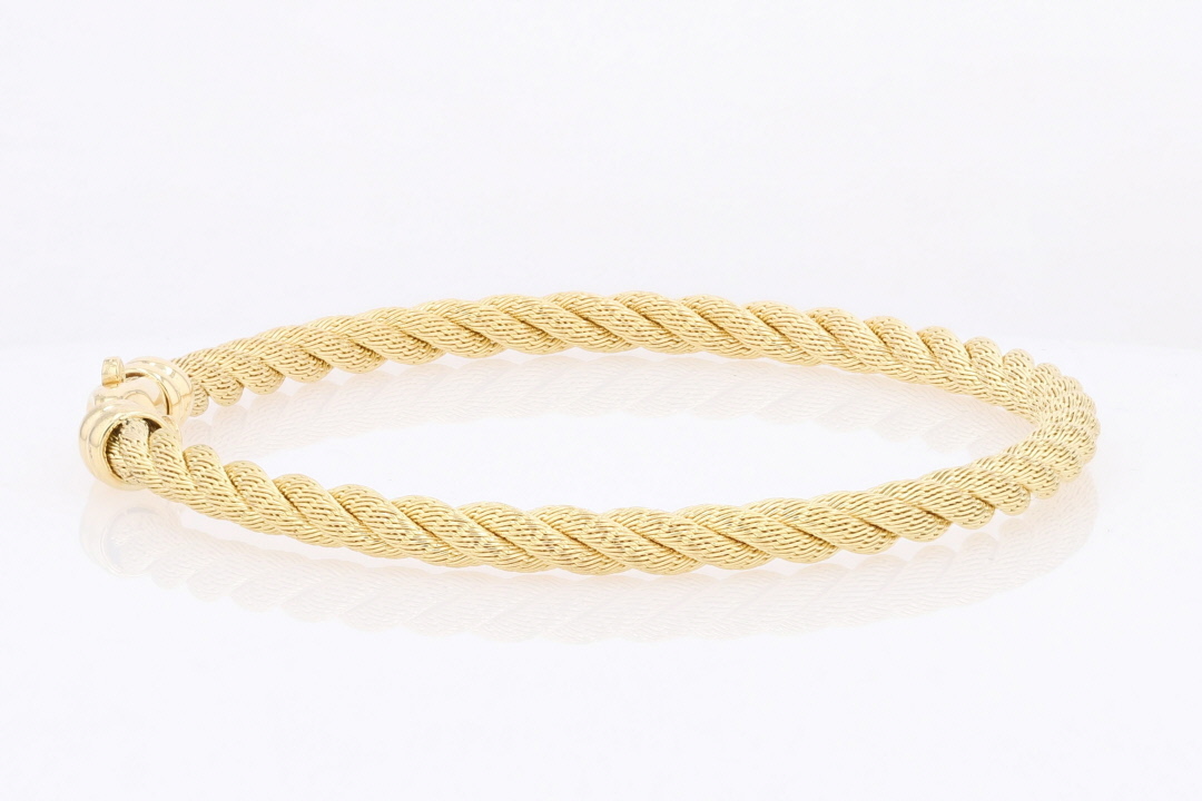 4mm Rope Link Chain Bangle 7.5" Bracelet 18k Yellow Gold 13.99 Grams